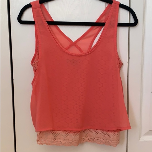 Love Culture | Tops | Double Layer Tank Topsheer Overlay Crochet Under ...